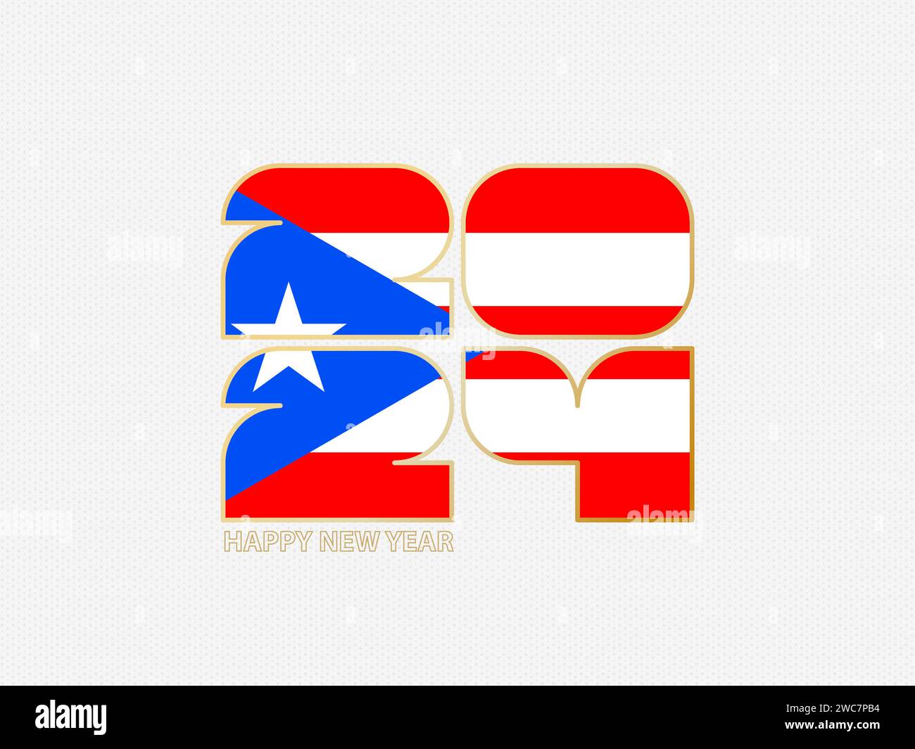 Abstract numbers 2024 with flag of Puerto Rico. Vector illustration ...