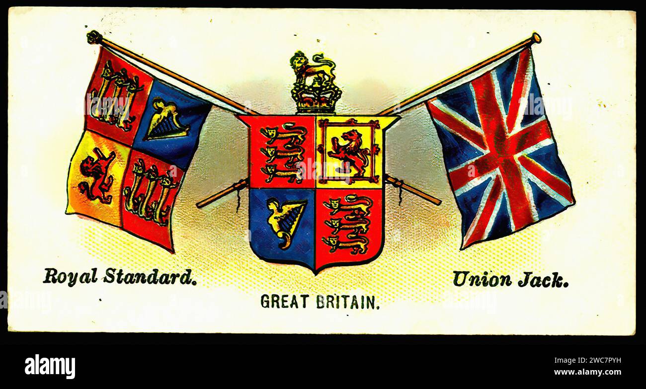 Flags of Great Britain - Vintage Cigarette Card Illustration Stock ...