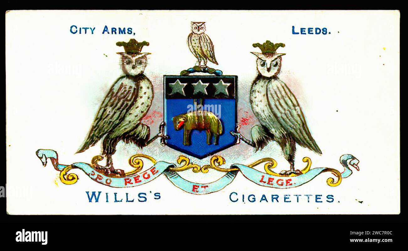 Arms of Leeds - Vintage Cigarette Card Illustration Stock Photo - Alamy