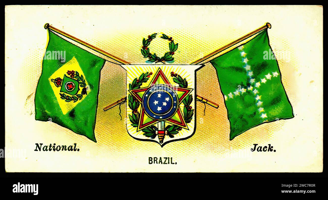 Flags of Brazil - Vintage Cigarette Card Illustration Stock Photo - Alamy