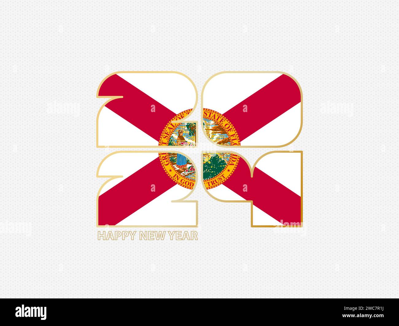 Abstract numbers 2024 with flag of Florida. Vector illustration Stock ...