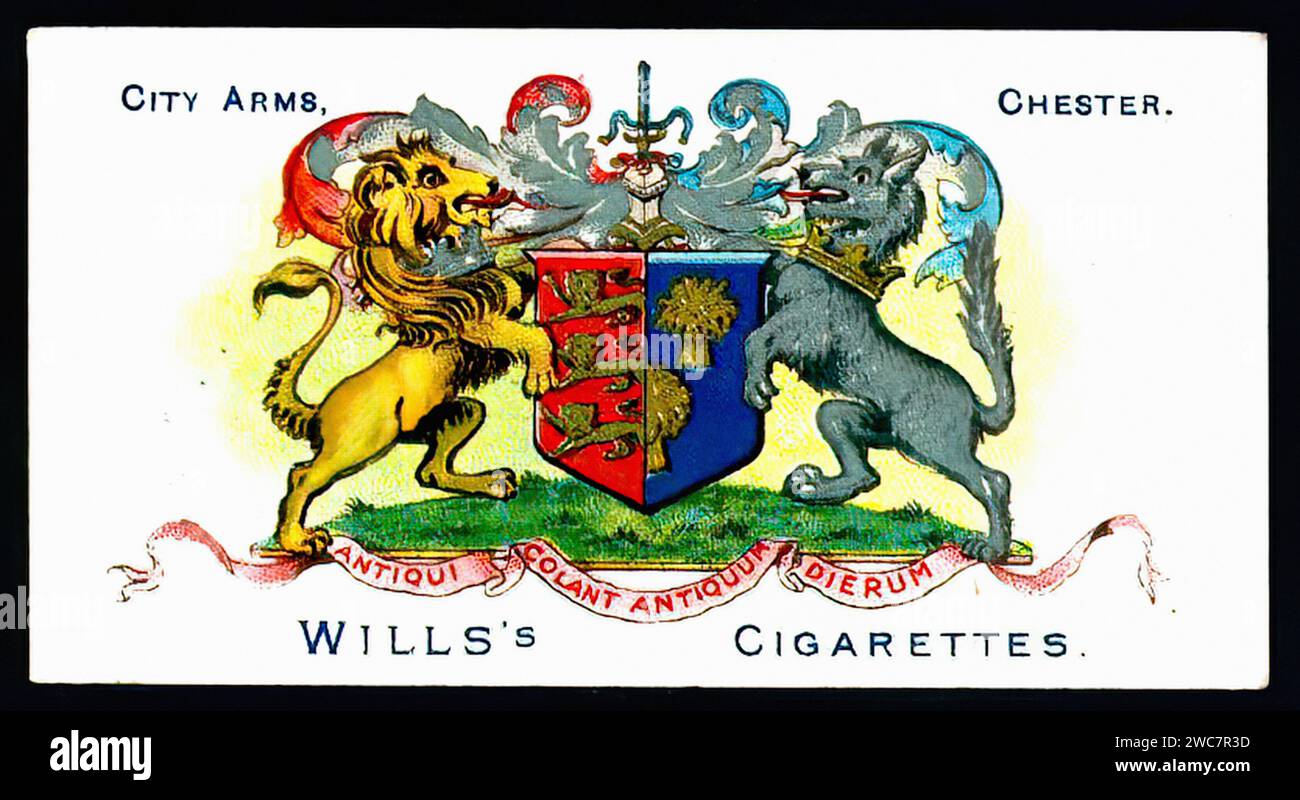 Arms of Chester - Vintage Cigarette Card Illustration Stock Photo - Alamy