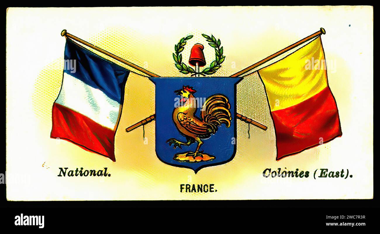 Flags of France - Vintage Cigarette Card Illustration Stock Photo - Alamy