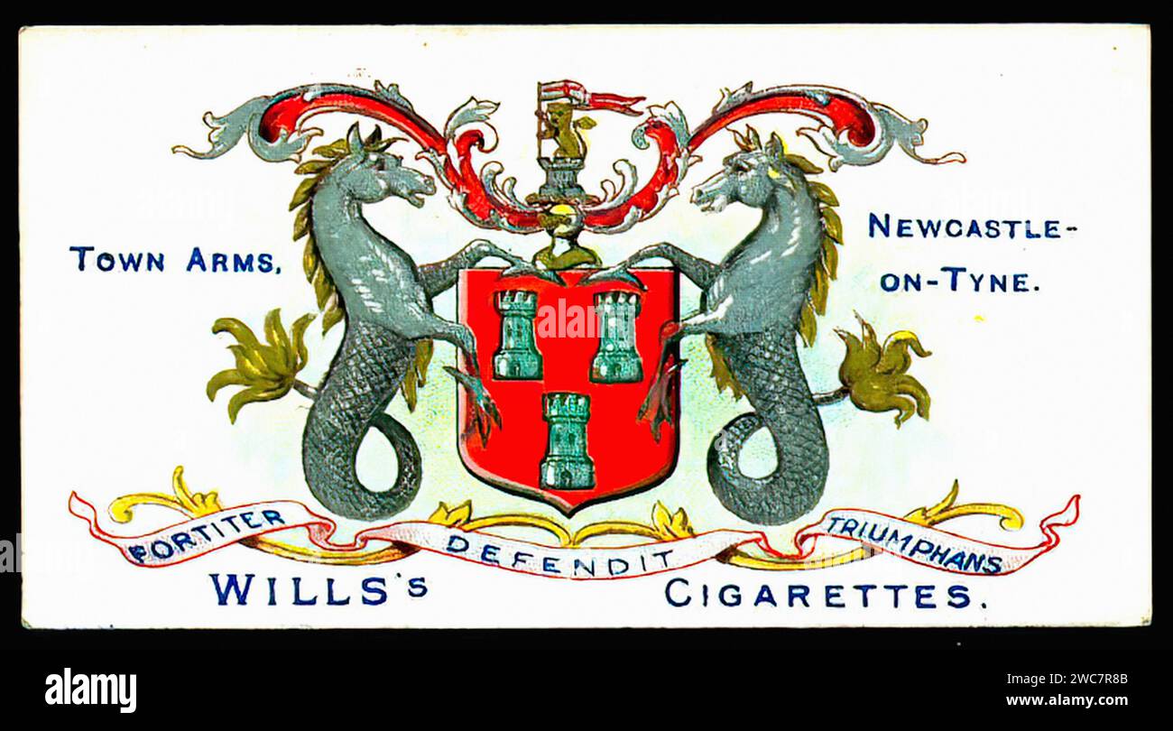 Arms of Newcastle - Vintage Cigarette Card Illustration Stock Photo - Alamy