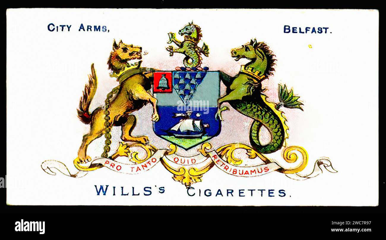 Arms of Belfast - Vintage Cigarette Card Illustration Stock Photo - Alamy