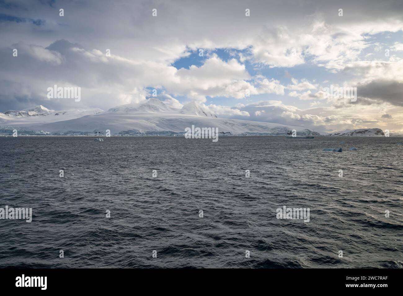Brialmont cove, antarctica on a cloudy day in Spring, ice and snow ...