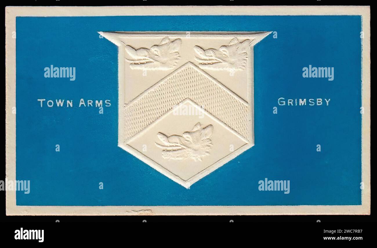 Arms of Grimsby - Vintage Cigarette Card Illustration Stock Photo - Alamy