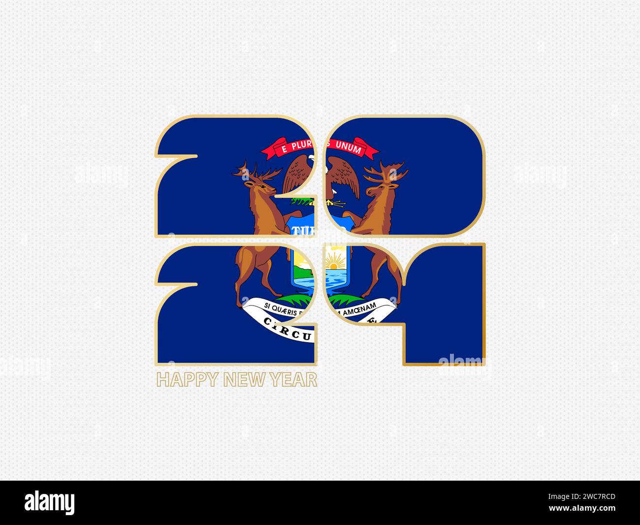 Abstract numbers 2024 with flag of Michigan. Vector illustration Stock ...