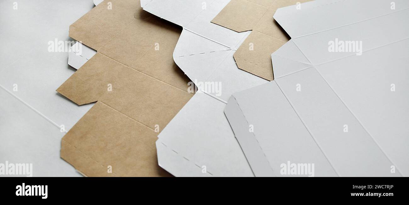 Artistic background of textured layers of unfolded cardboard boxes ...