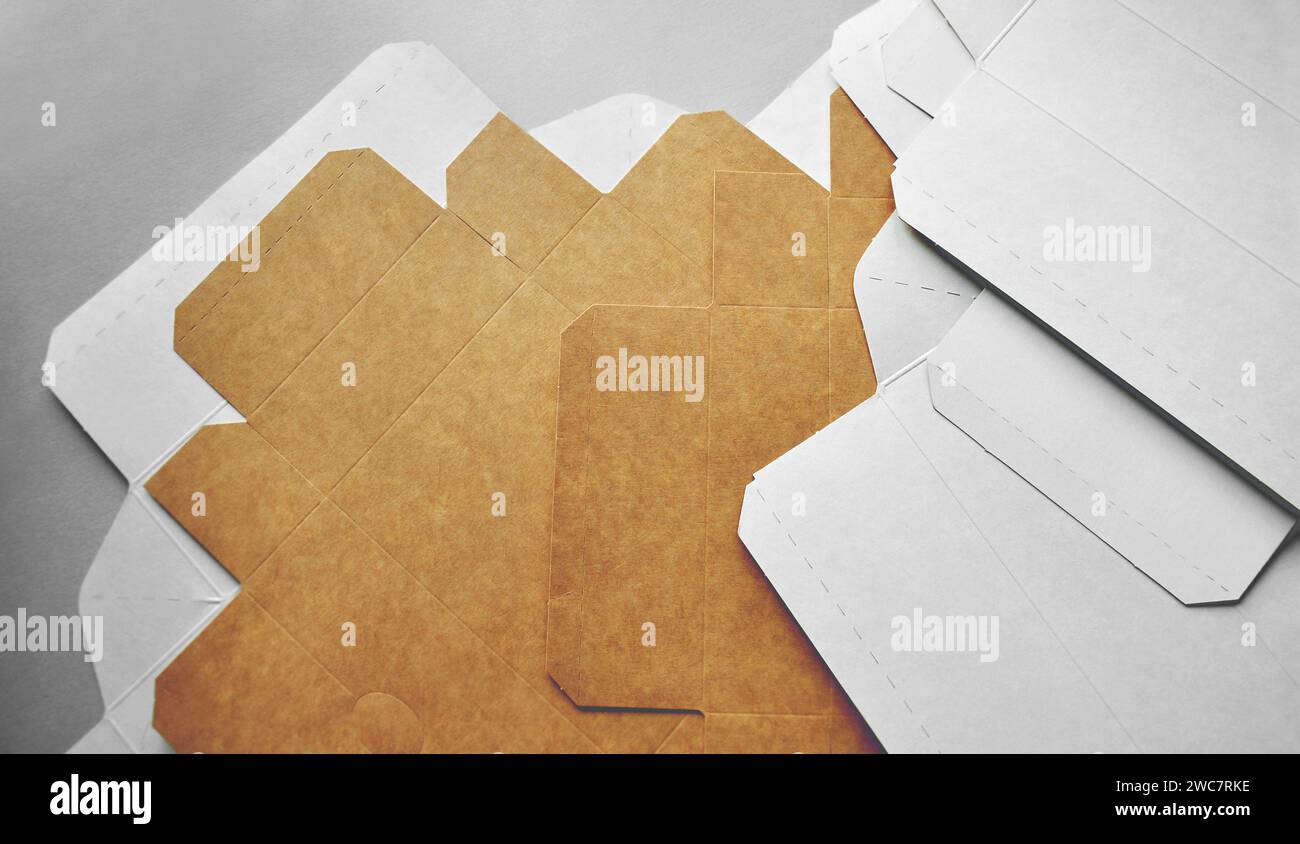 Artistic background of textured layers of unfolded cardboard boxes ...