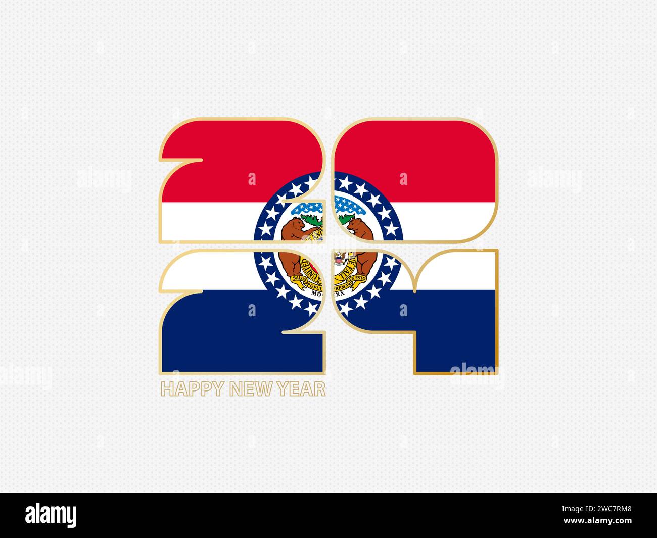 Abstract numbers 2024 with flag of Missouri. Vector illustration Stock ...