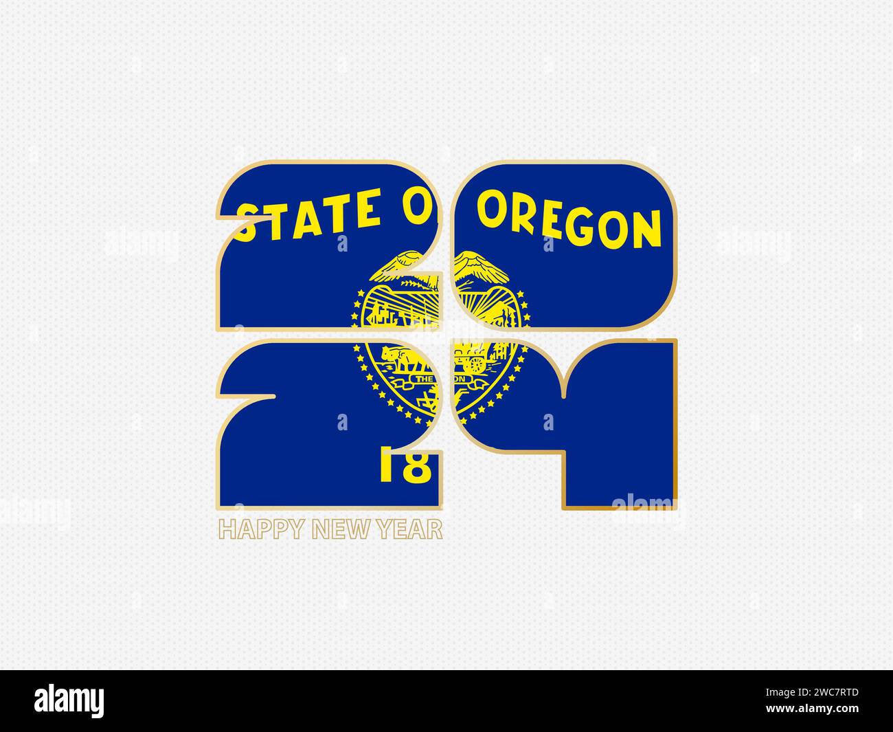 Abstract numbers 2024 with flag of Oregon. Vector illustration Stock ...