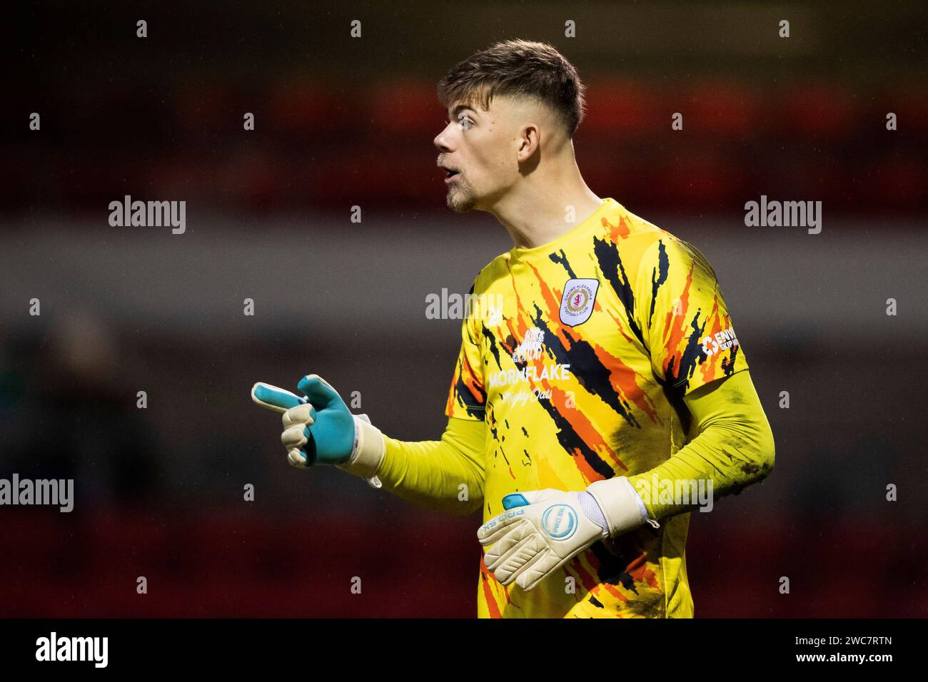 Crewe Alexandra goalkeeper Tom Booth reacts during the Sky Bet League ...