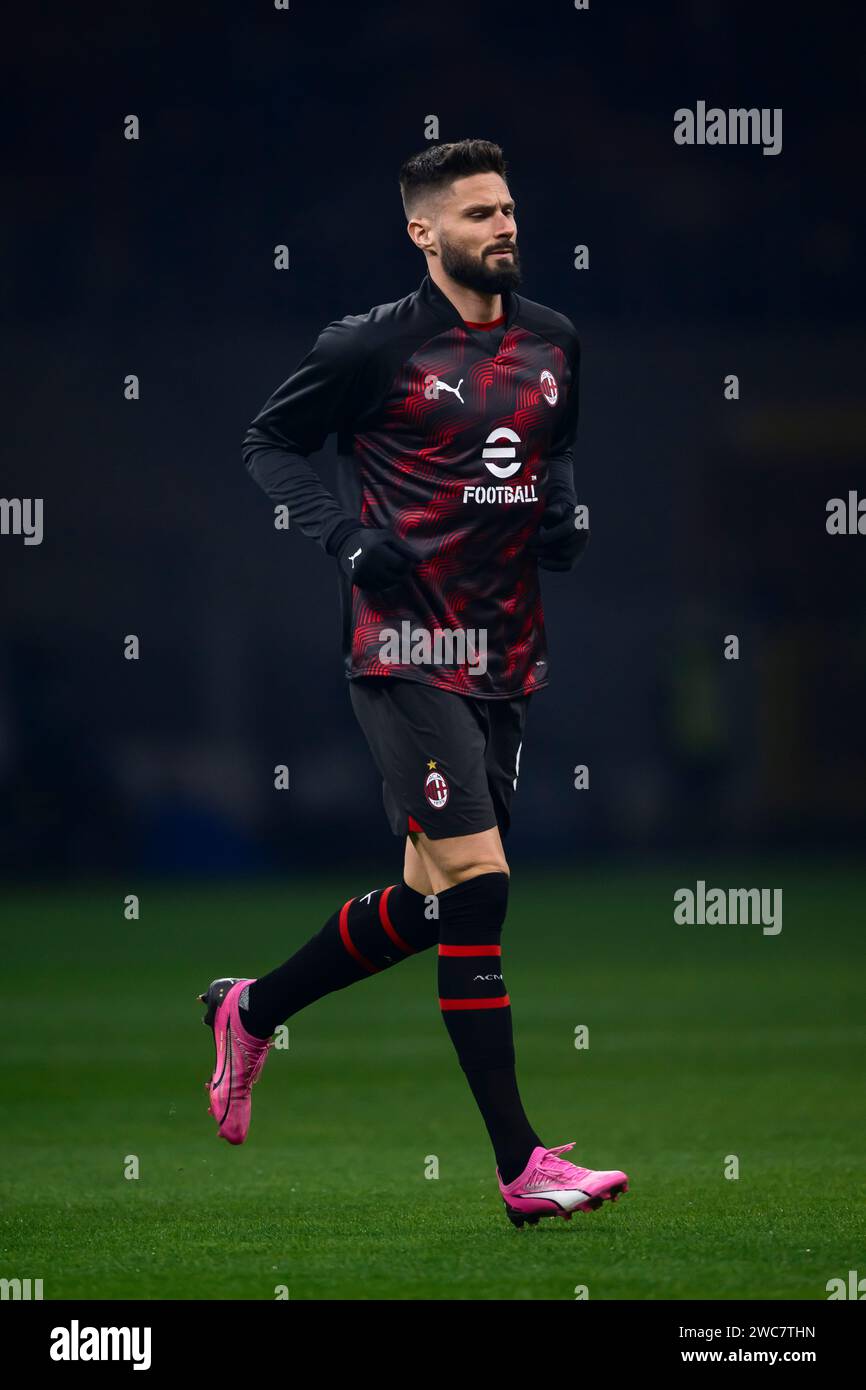 Milan, Italy. 14 January 2024. Olivier Giroud of AC Milan in action ...