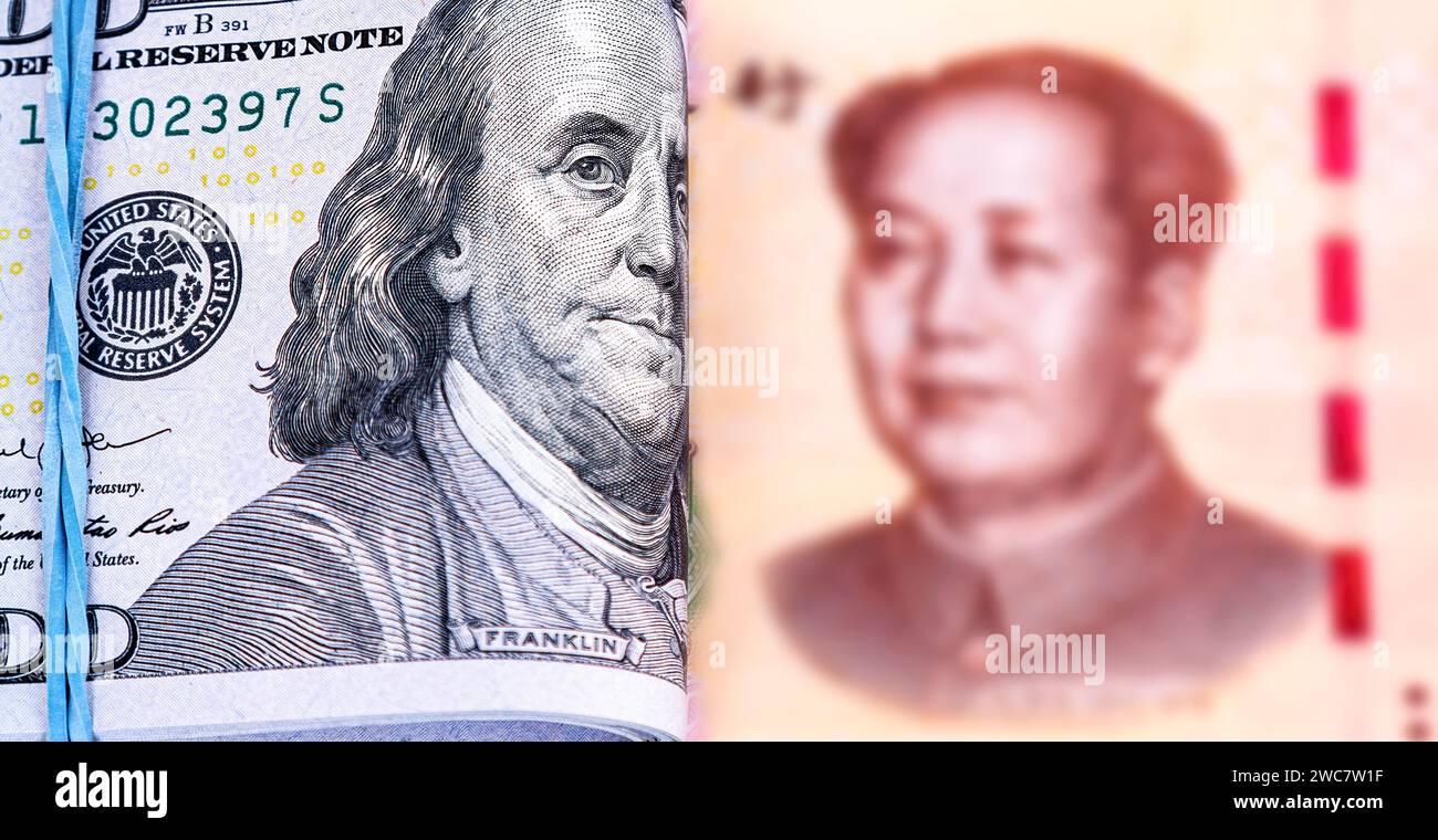 Folded american dollars banknotes with Benjamin Franklin portrait ...