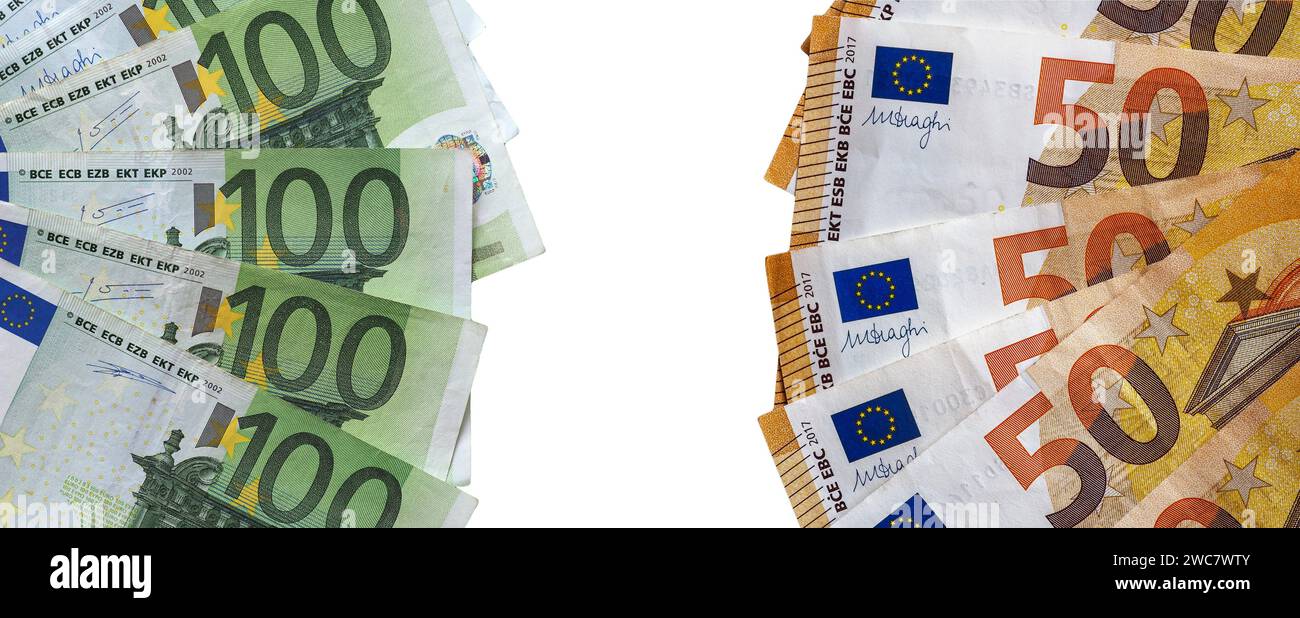 Euro Banknotes Money (EUR), Currency Of European Union Isolated Over ...