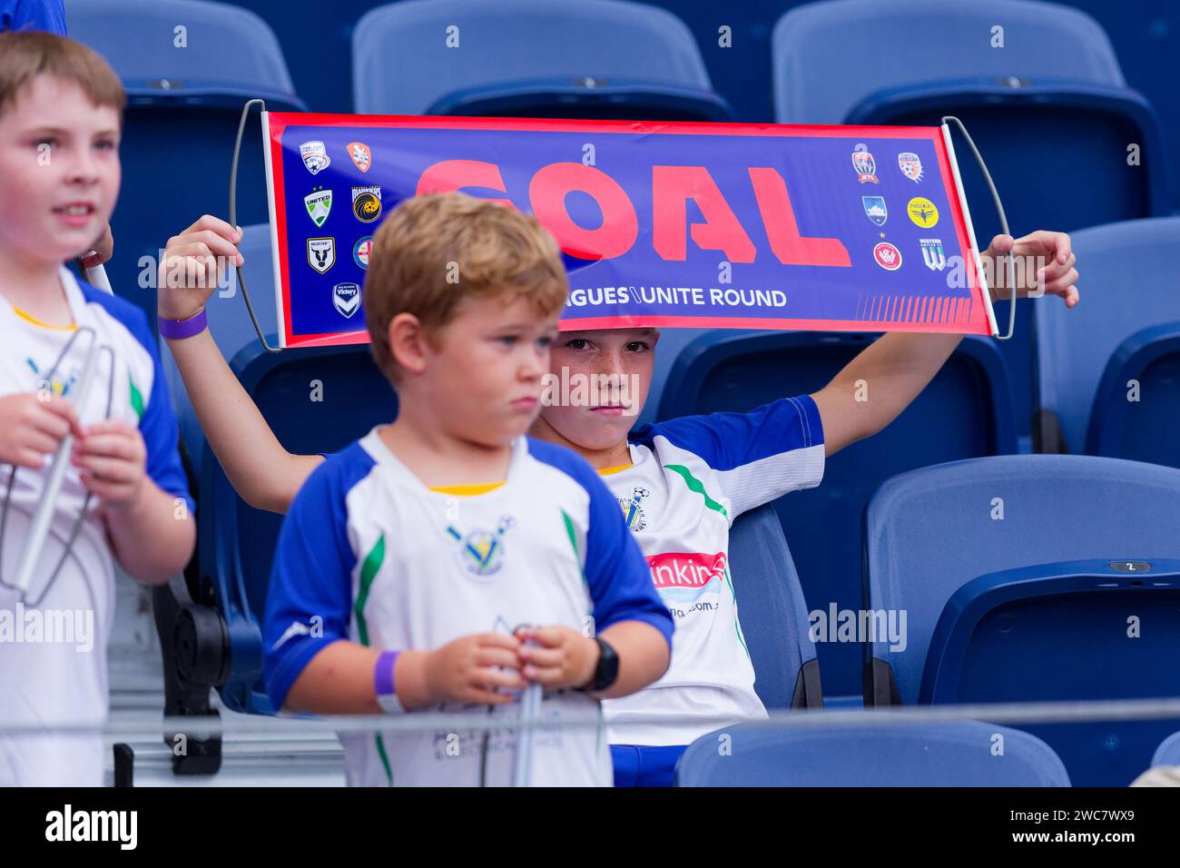 Sydney, Australia. 14th Jan, 2024. Sydney FC fans show their support ...