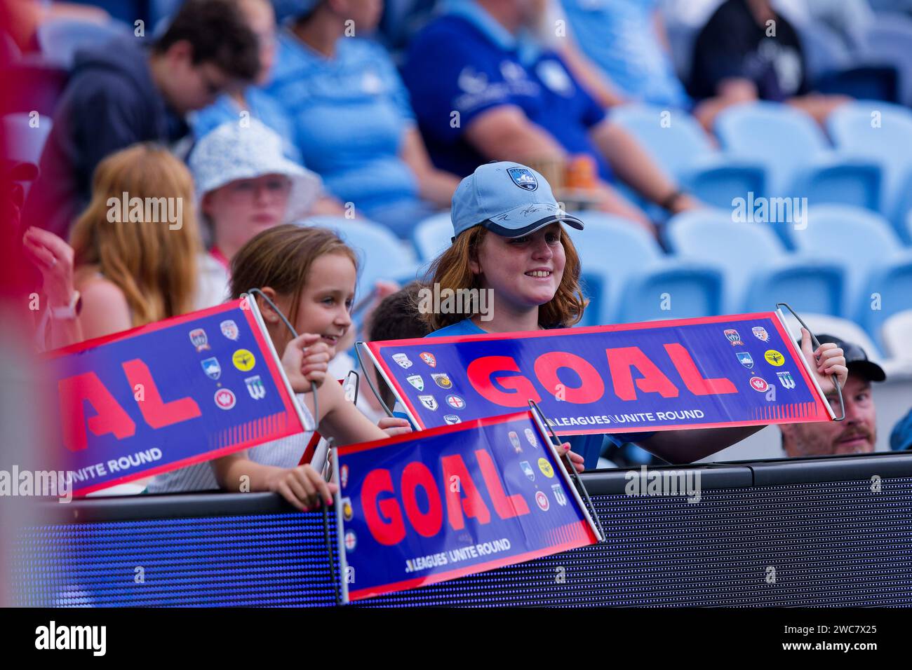 Sydney, Australia. 14th Jan, 2024. Sydney FC fans show their support ...