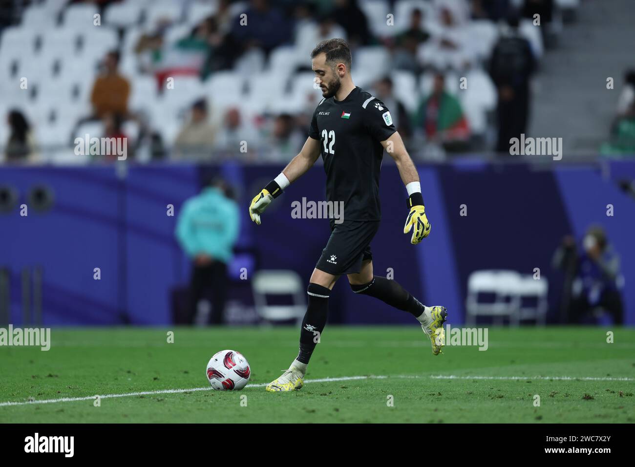 AL RAYYAN, QATAR - JANUARY 14: Rami Hamadeh of Palestine during the AFC ...