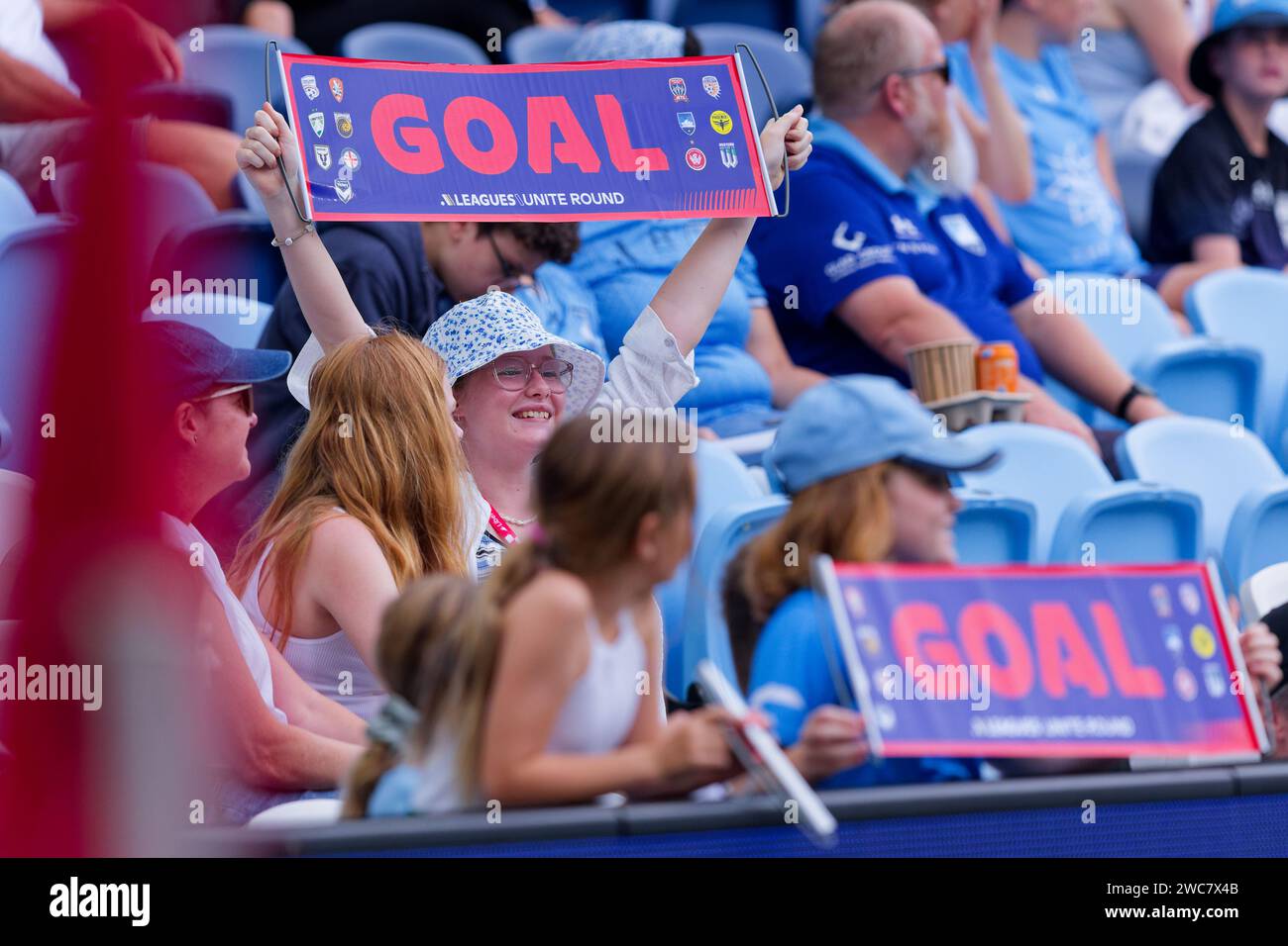 Sydney, Australia. 14th Jan, 2024. Sydney FC fans show their support ...