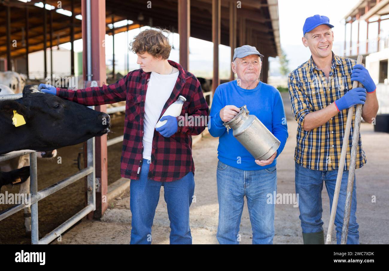 Continuity of generations - portrait of farmers of different ages ...