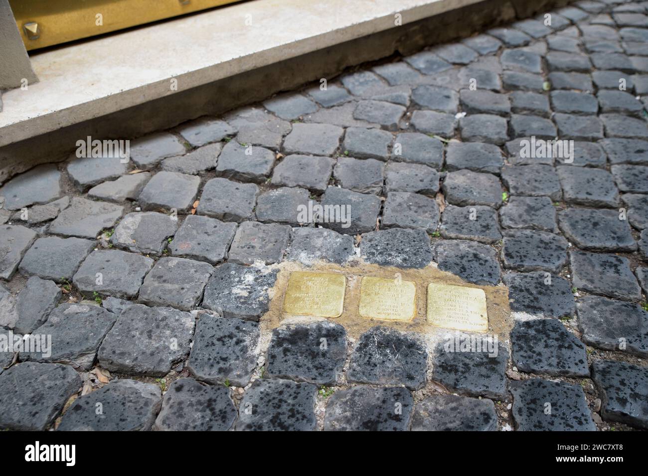 Rome, Italy. 14th Jan, 2024. The new Stolpersteine in front of the ...