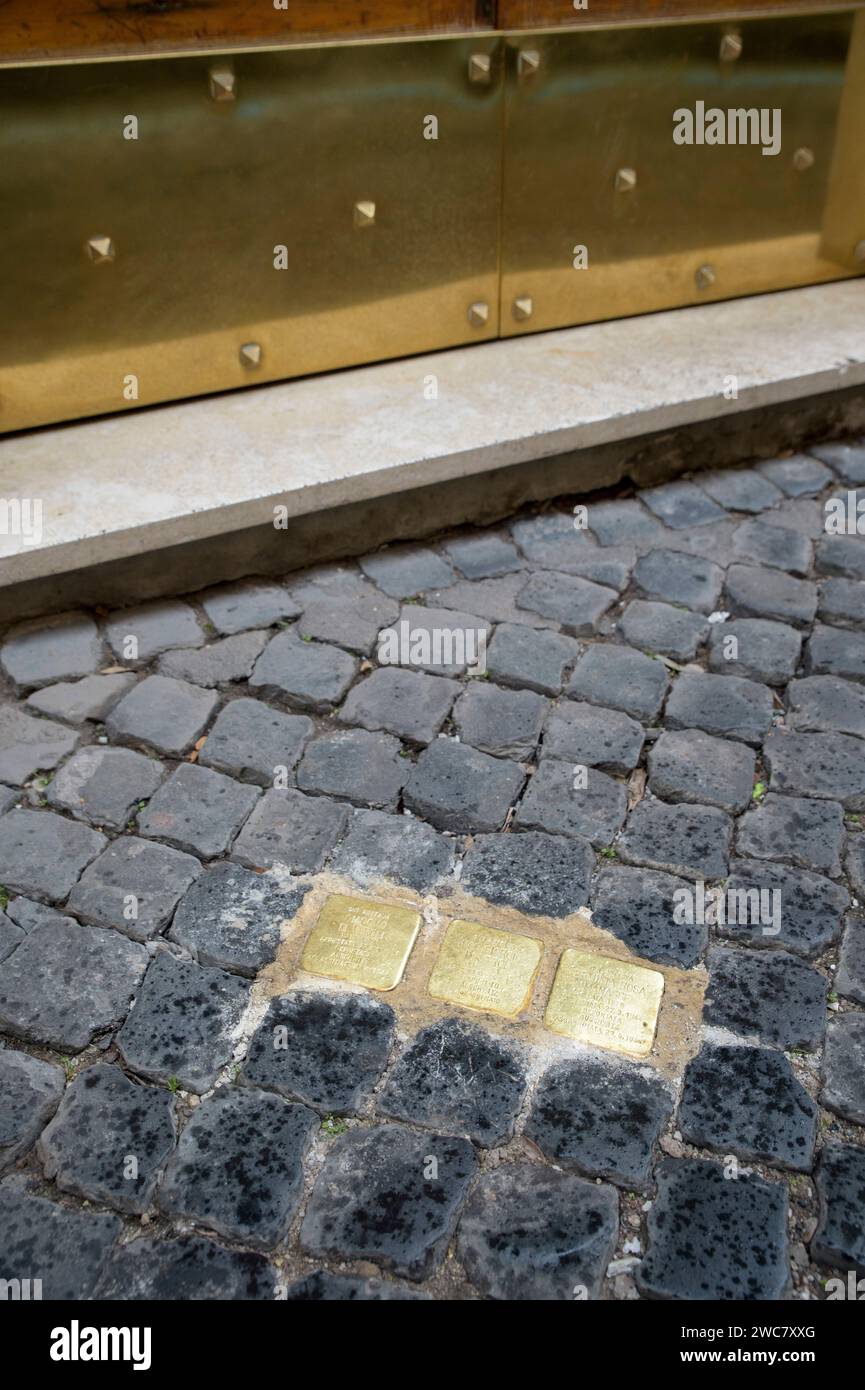 Rome, Italy. 14th Jan, 2024. The new Stolpersteine in front of the ...