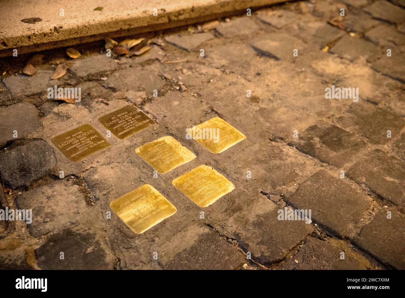 Rome, Italy. 14th Jan, 2024. The new Stolpersteine in front of the ...