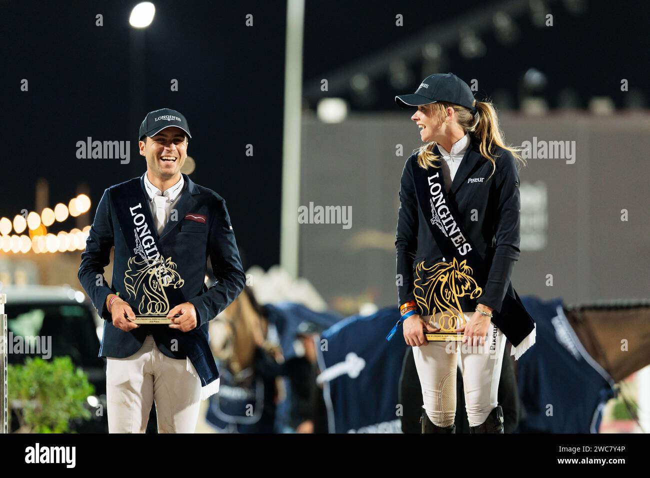Sophie Hinners (gold) and Edward Levy (silver) during the prize giving ...