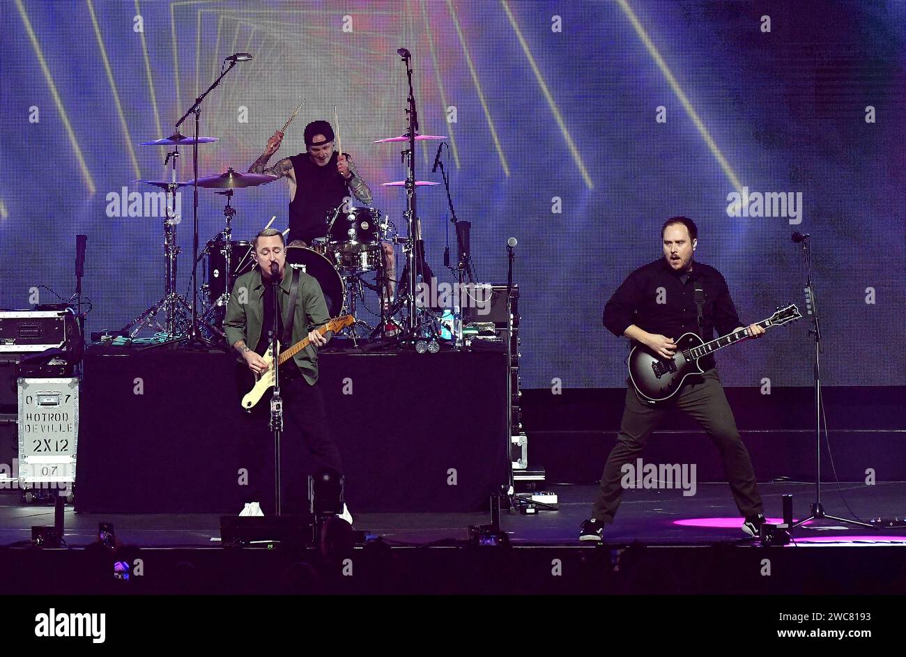 Anaheim, USA. 14th Jan, 2024. Yellowcard - Sean Mackin, Ryan Key, Josh ...