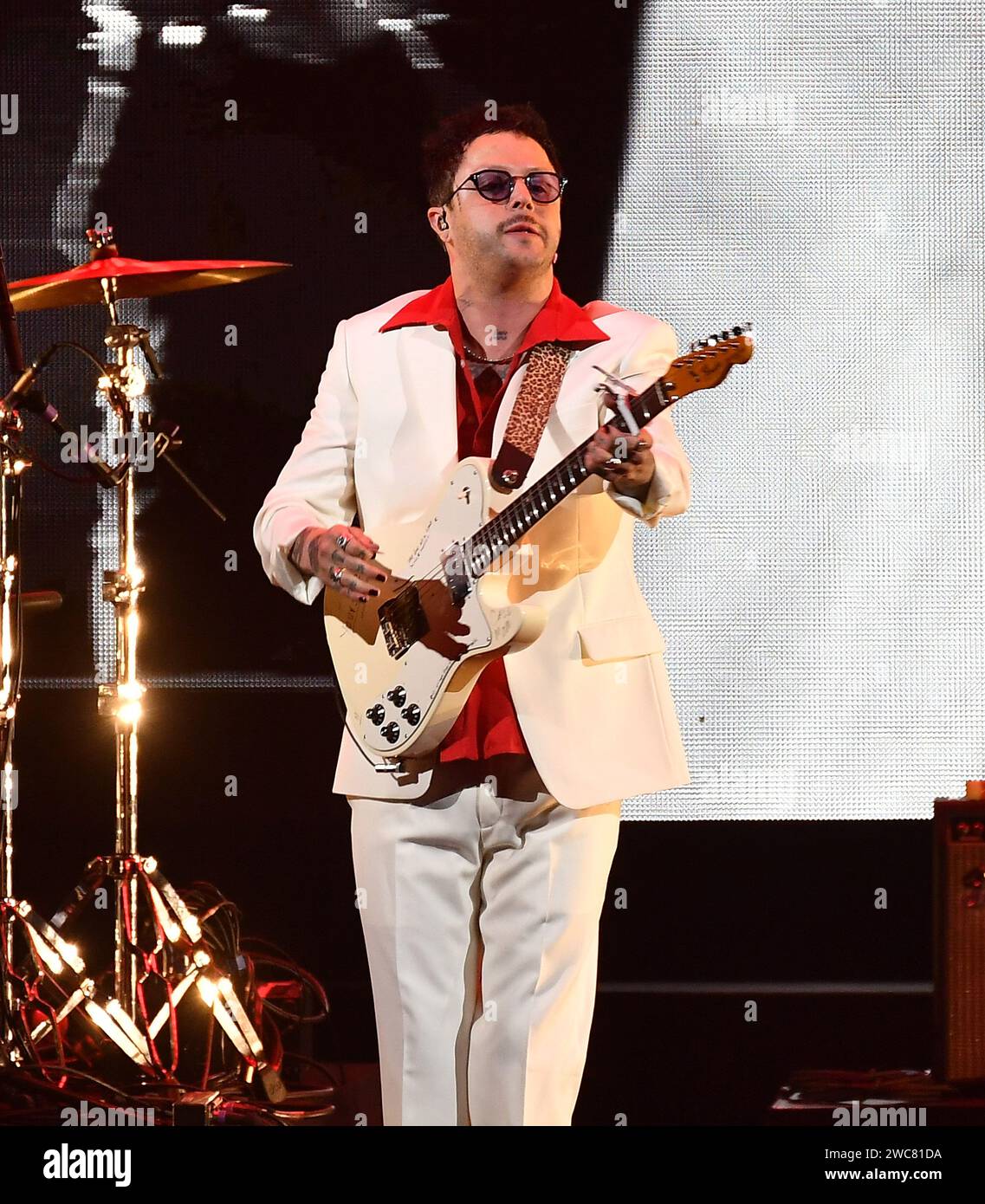 Anaheim, USA. 14th Jan, 2024. Lovelytheband - Mitchy Collins performs ...