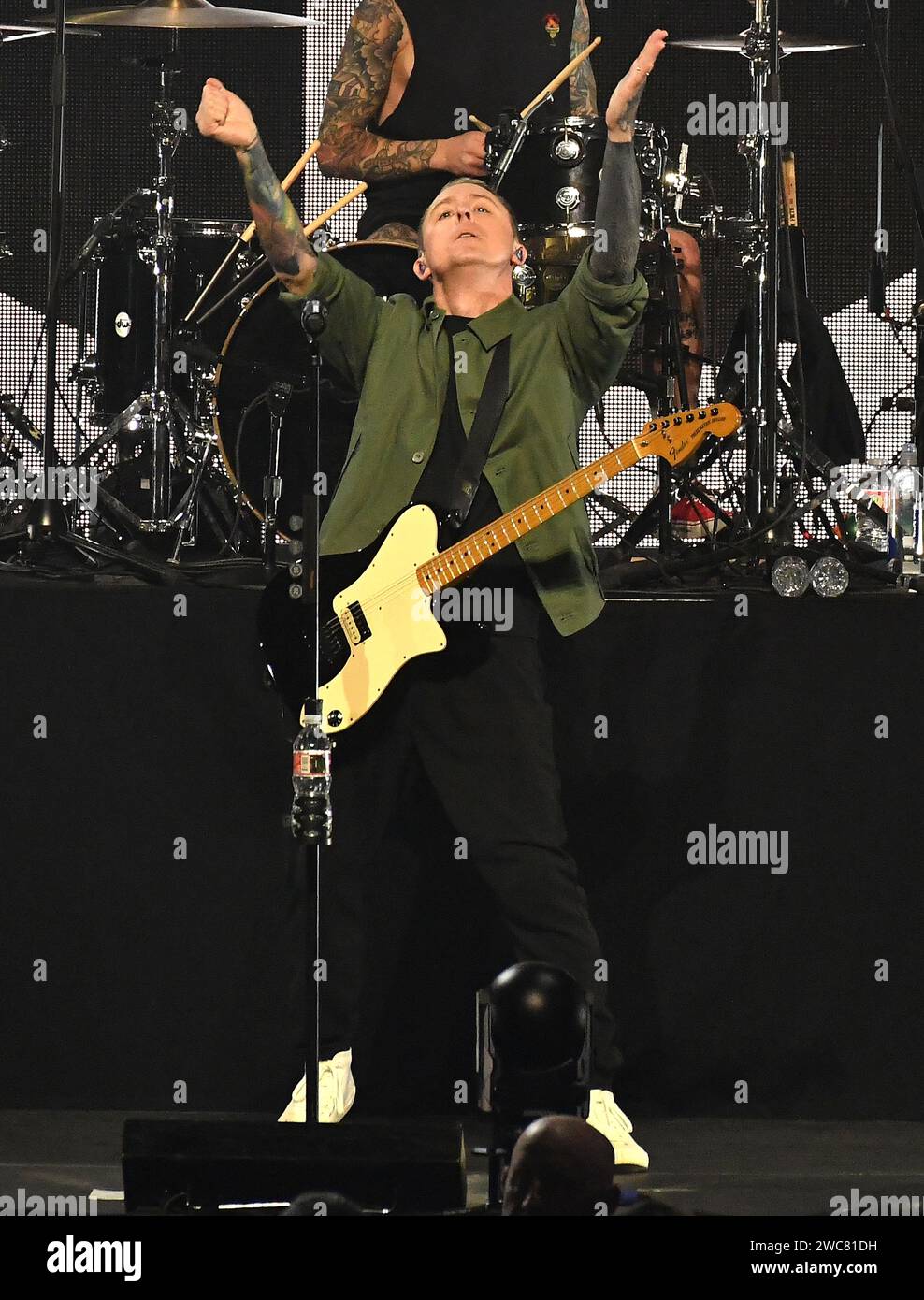 Anaheim, USA. 14th Jan, 2024. Yellowcard - Ryan Key performs onstage at ...