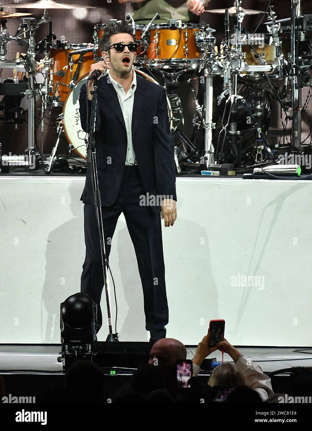 Anaheim, USA. 14th Jan, 2024. The 1975 - Matty Healy performs onstage ...