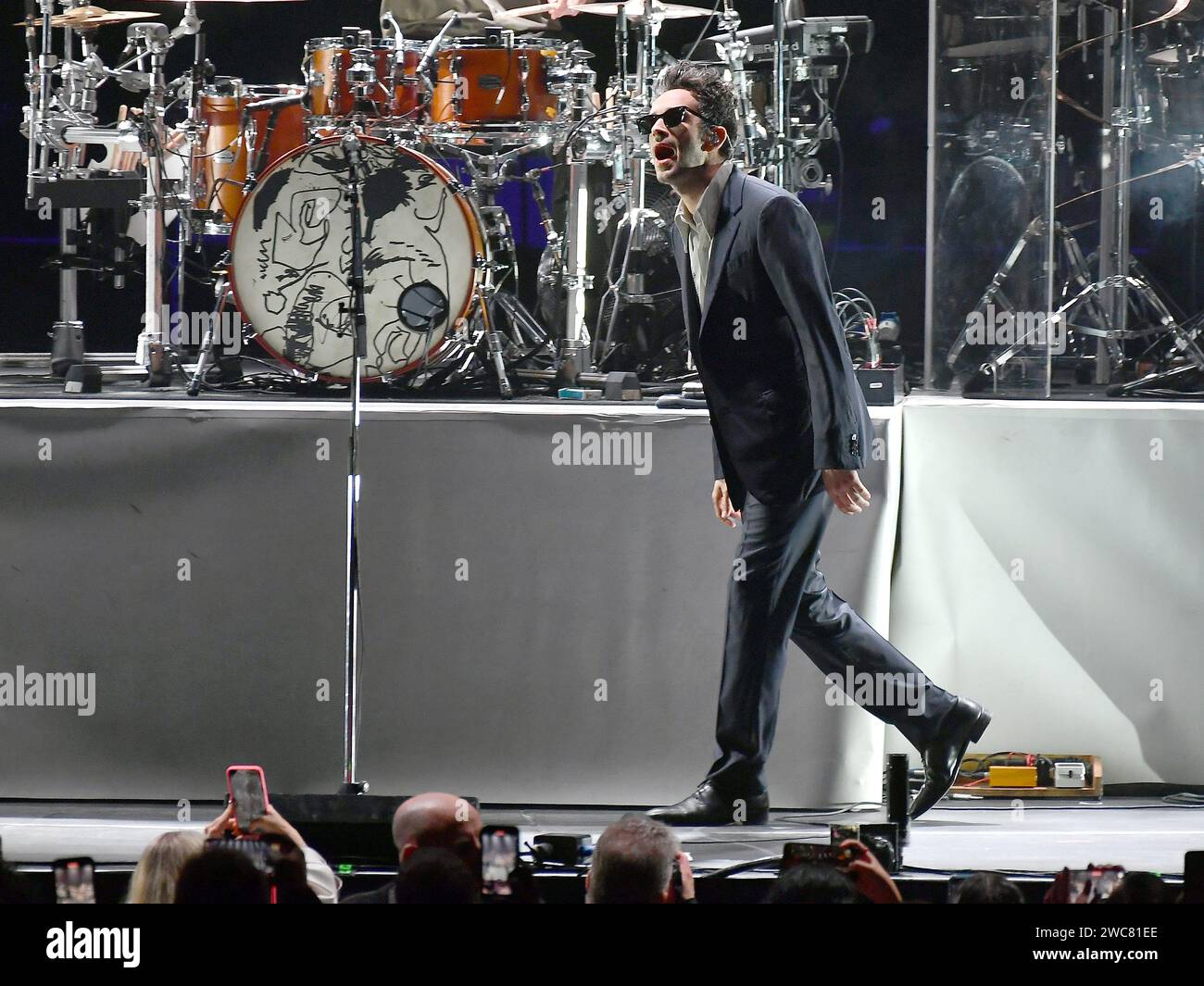 Anaheim, USA. 14th Jan, 2024. The 1975 - Matty Healy performs onstage ...