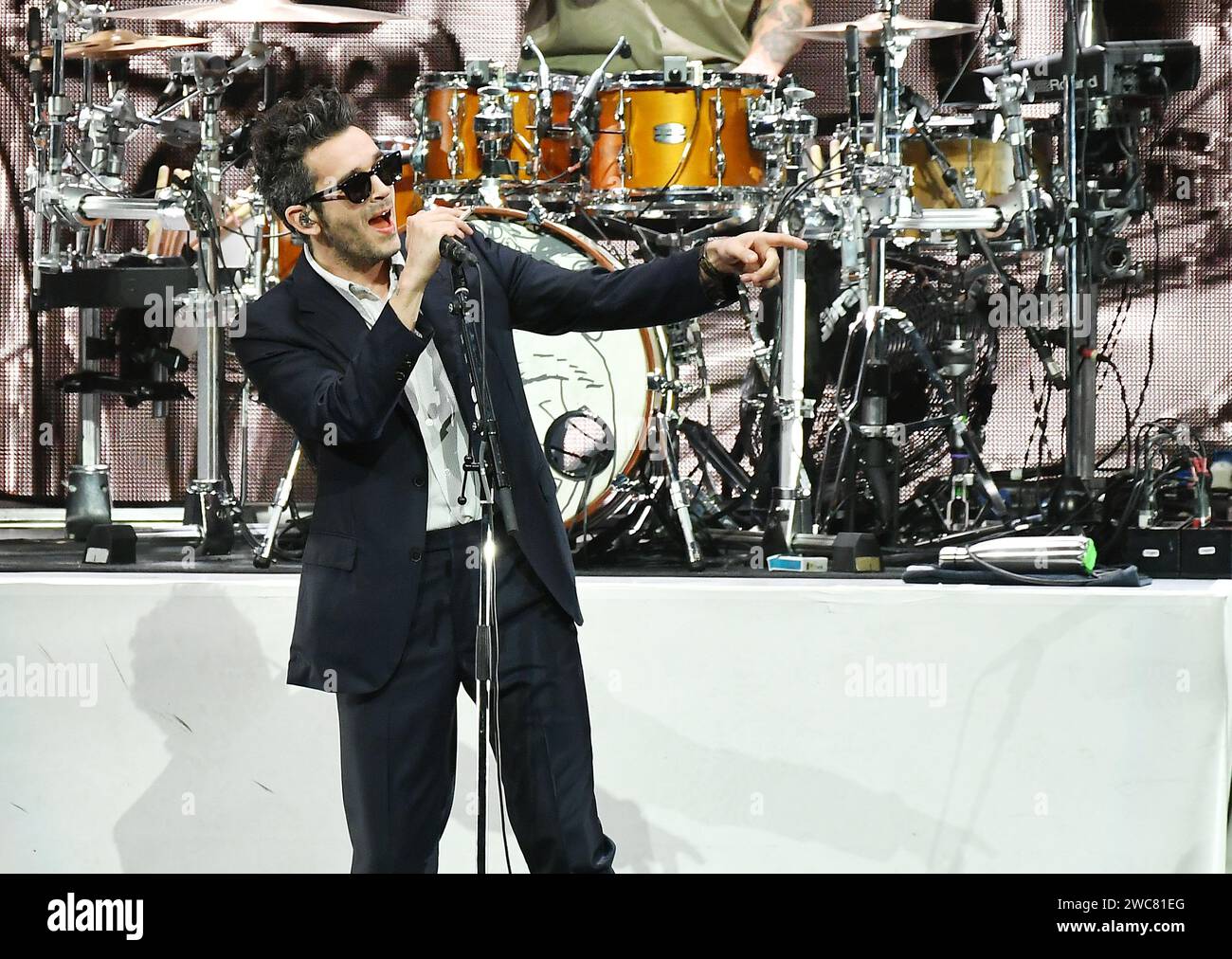 Anaheim, USA. 14th Jan, 2024. The 1975 - Matty Healy performs onstage ...