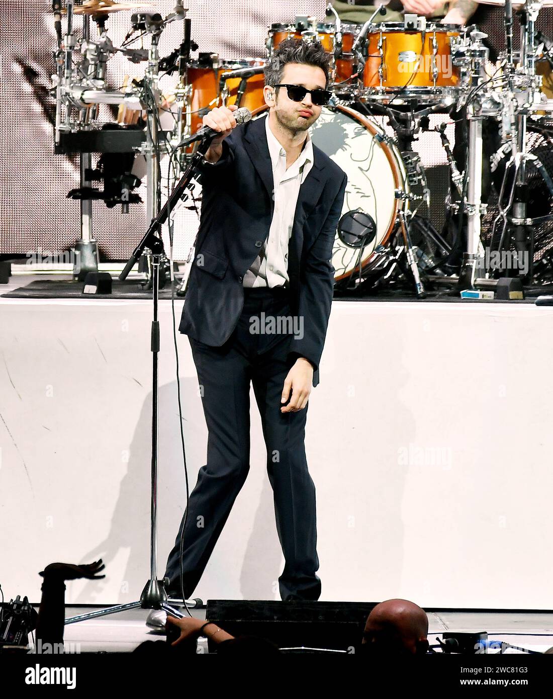 Anaheim, USA. 14th Jan, 2024. The 1975 - Matty Healy performs onstage ...