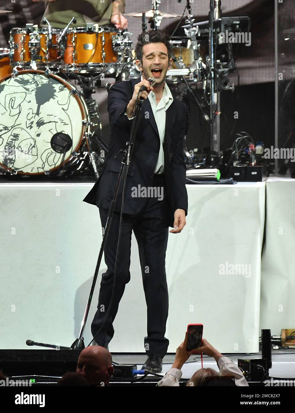 Anaheim, USA. 14th Jan, 2024. The 1975 - Matty Healy performs onstage ...