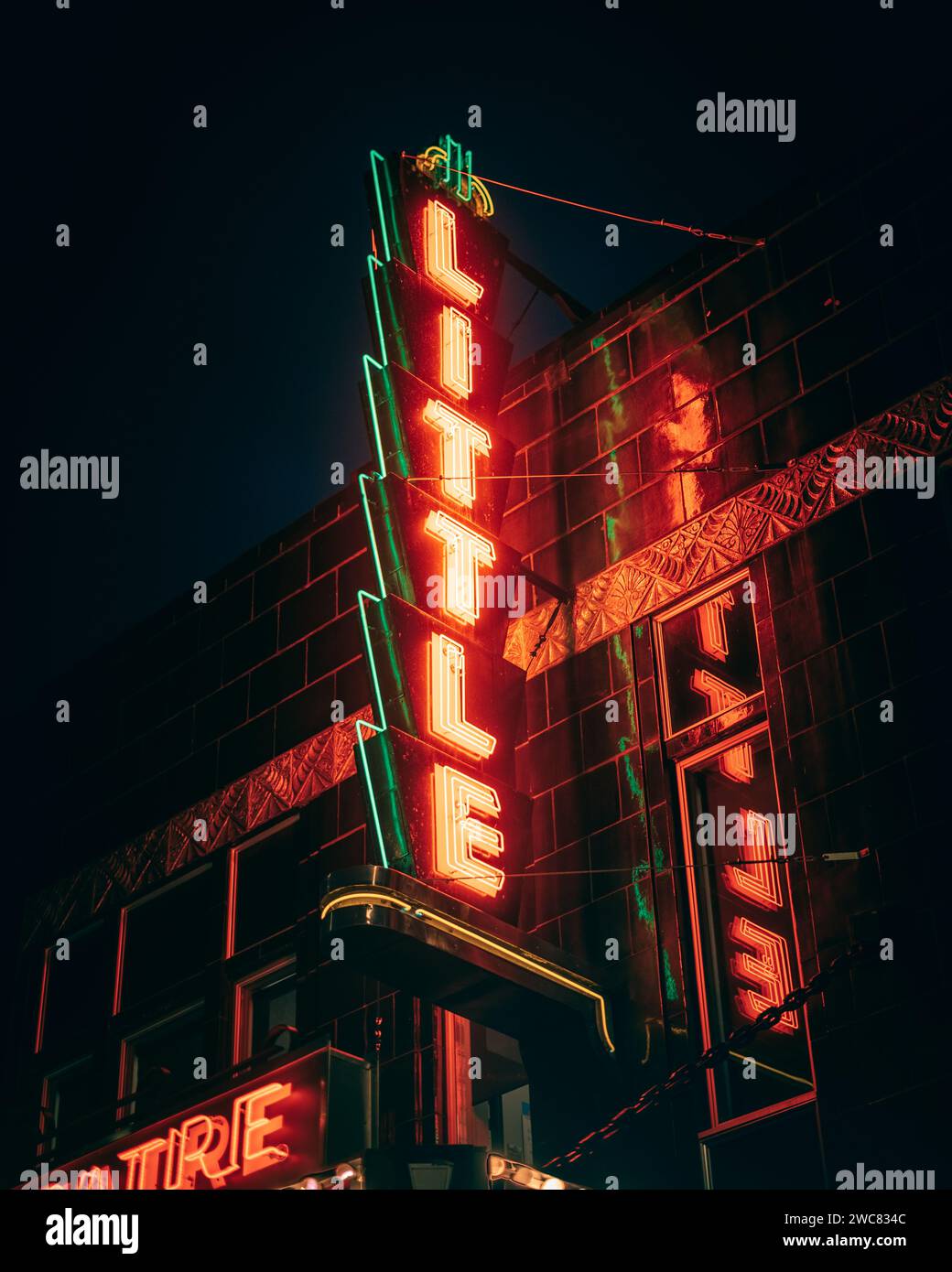 The Little Theatre vintage neon sign at night, Rochester, New York ...