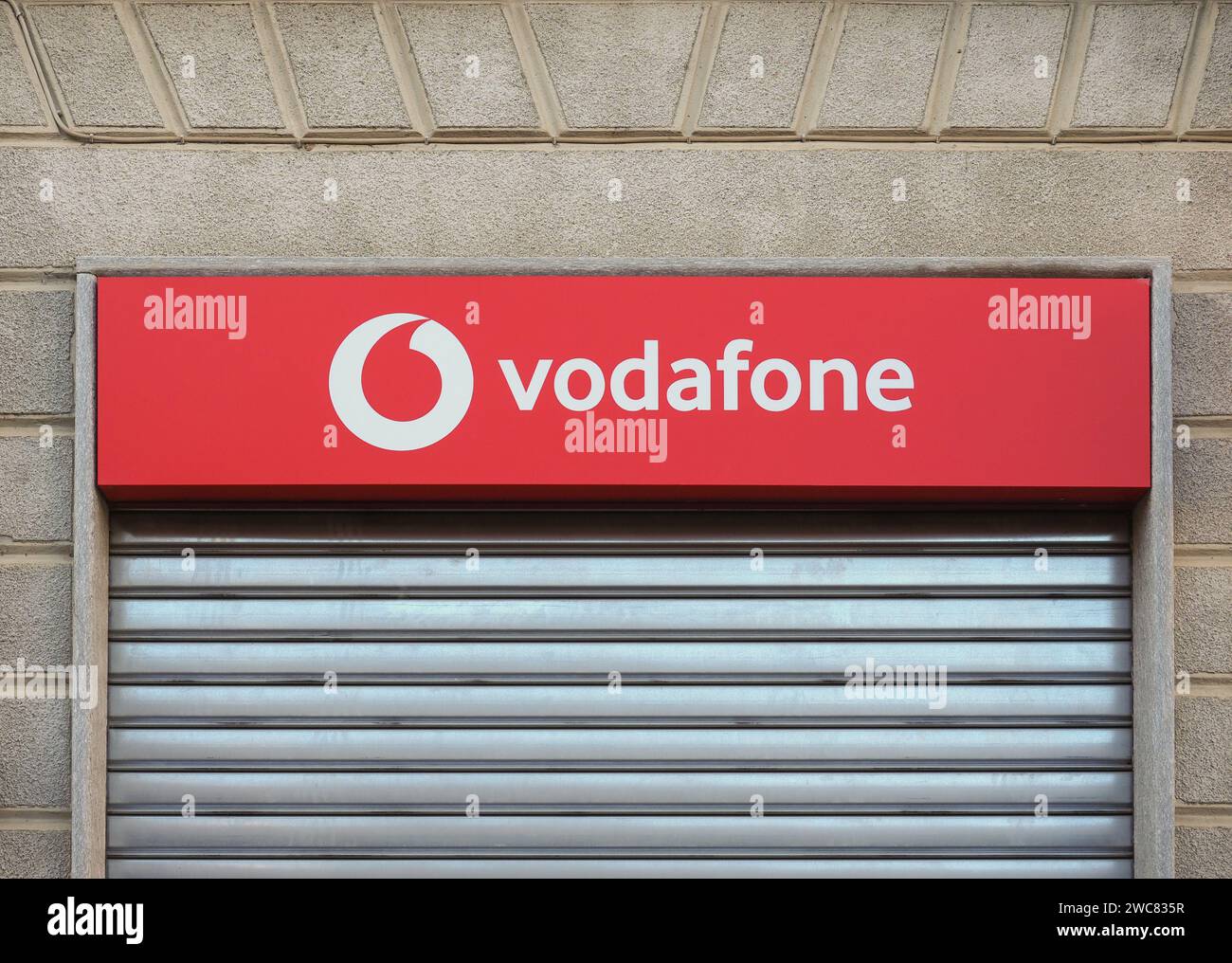 TURIN, ITALY - CIRCA DECEMBER 2021: Vodafone Storefront Sign Stock ...