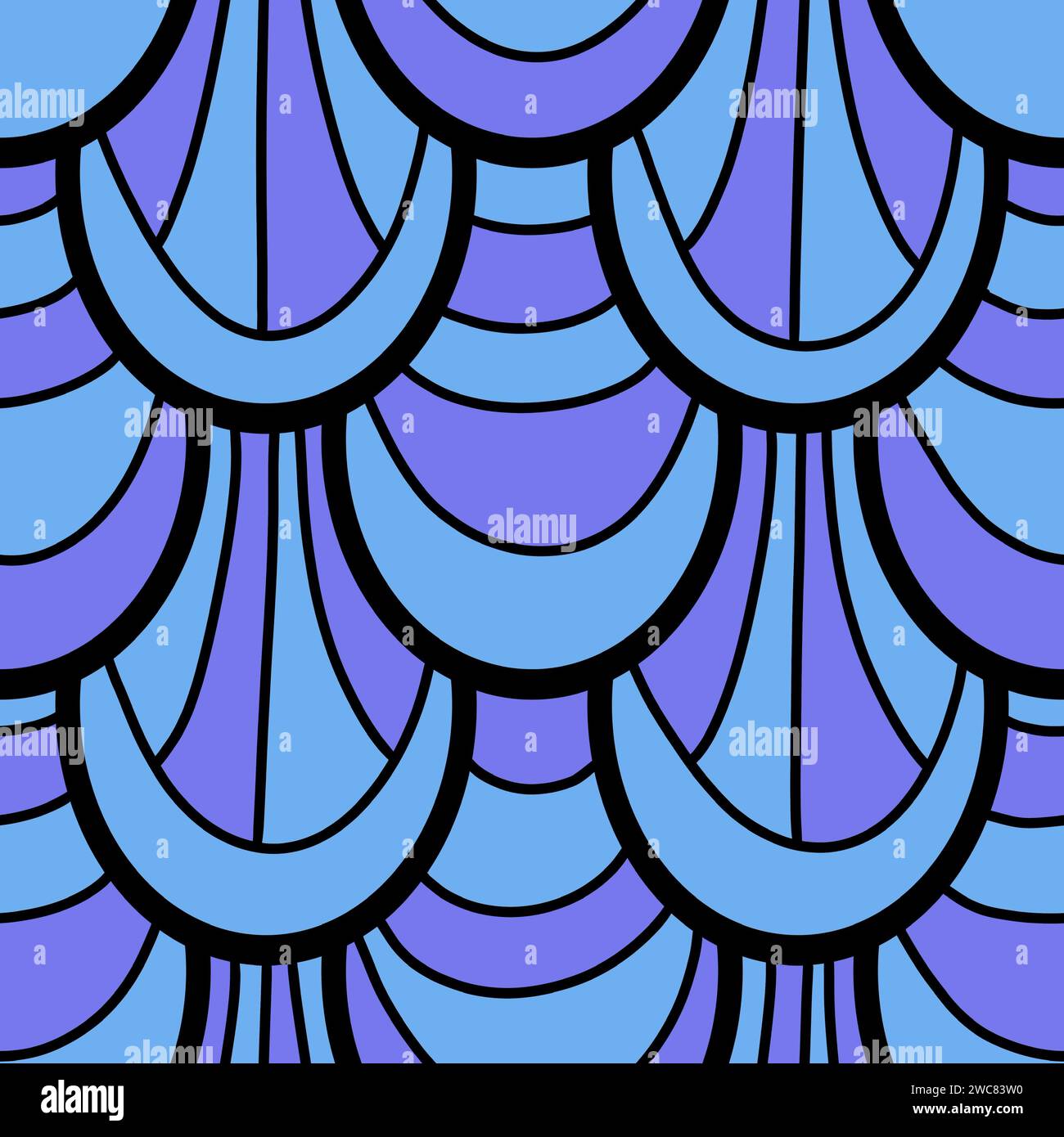 Abstract cartoon doodle seamless mermaid fish scales pattern for ...