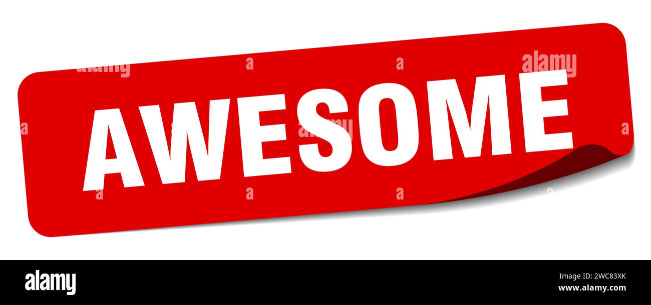 awesome sticker. awesome rectangular label isolated on white background ...