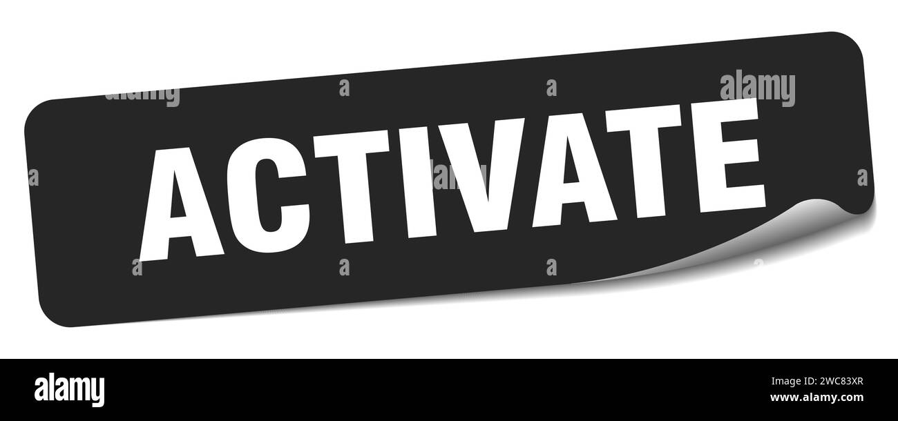 activate sticker. activate rectangular label isolated on white ...