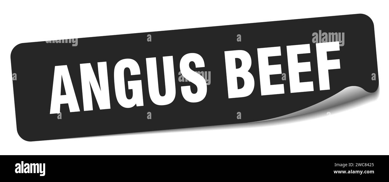 angus beef sticker. angus beef rectangular label isolated on white ...