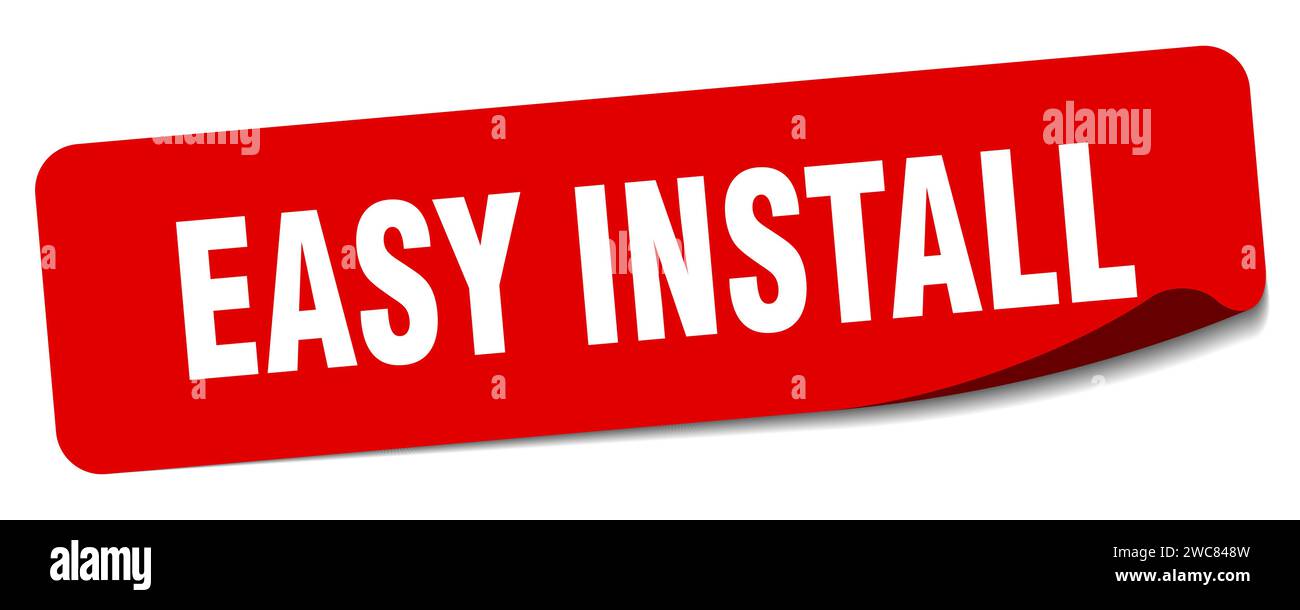 easy install sticker. easy install rectangular label isolated on white ...