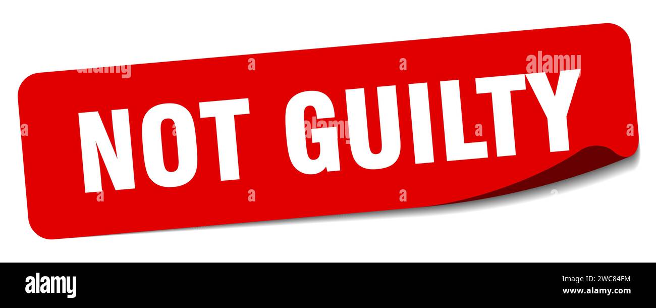 not guilty sticker. not guilty rectangular label isolated on white ...