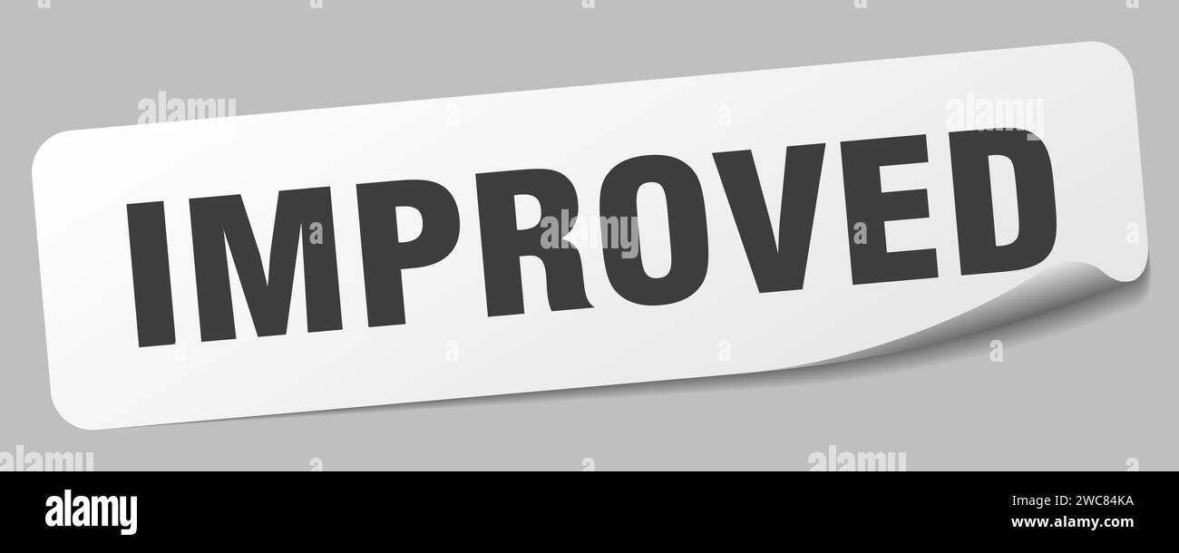 improved sticker. improved rectangular label isolated on white ...