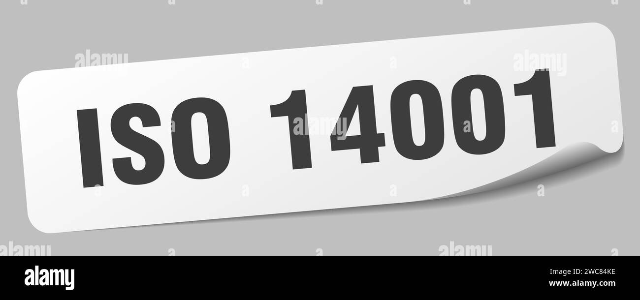 iso 14001 sticker. iso 14001 rectangular label isolated on white ...
