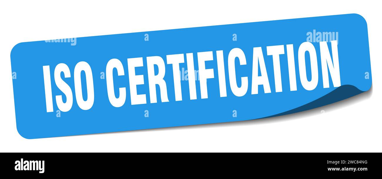 iso certification sticker. iso certification rectangular label isolated ...