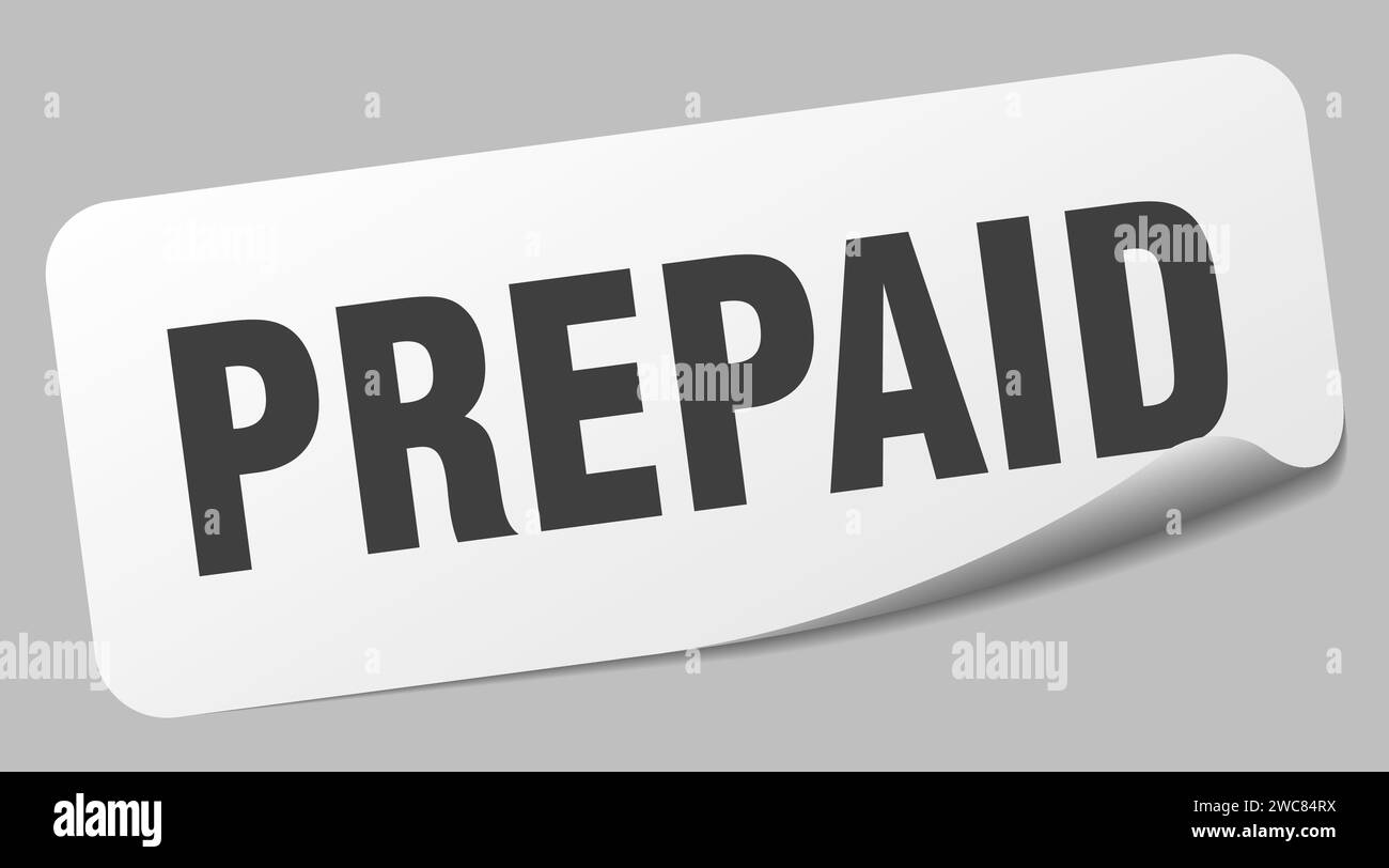 prepaid sticker. prepaid rectangular label isolated on white background ...