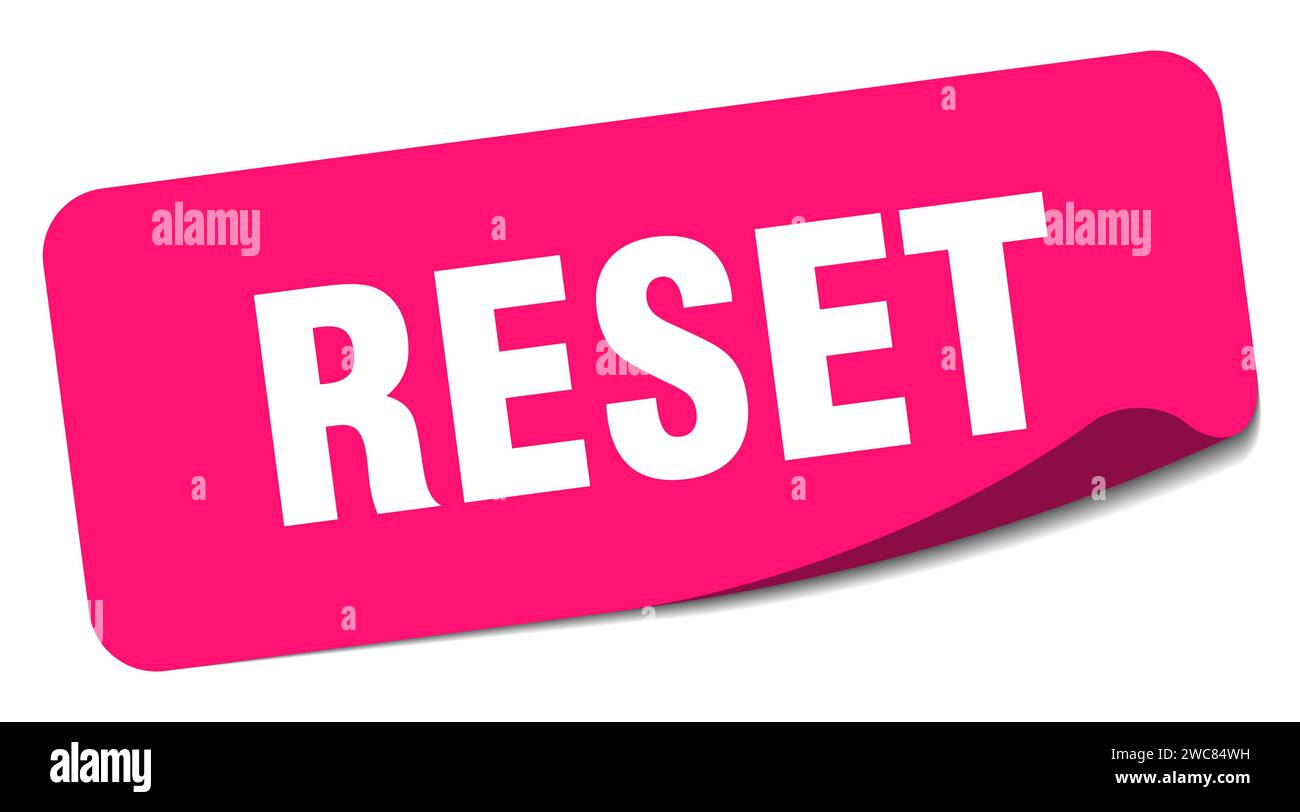 reset sticker. reset rectangular label isolated on white background ...